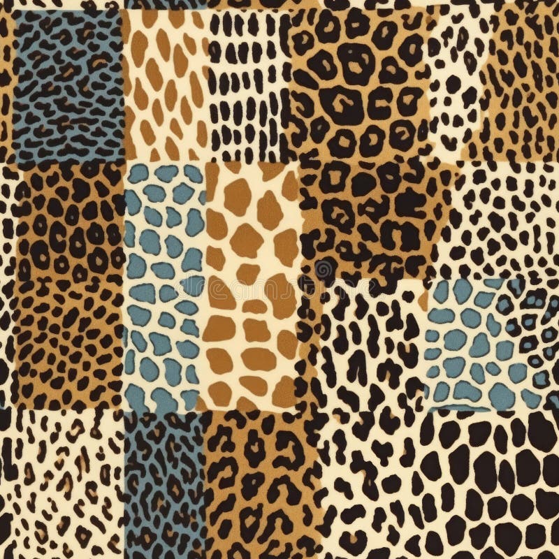 Leopard Patchwork Seamless Pattern. Abstract Wild Animal Cheetah Fur ...
