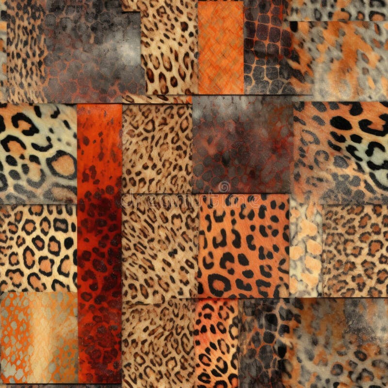 Leopard Patchwork Seamless Pattern. Abstract Wild Animal Cheetah Fur ...