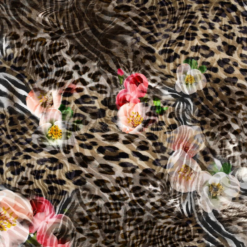 Leopard Pattern.Silk Scarf Design, Fashion Textile. Stock Illustration ...