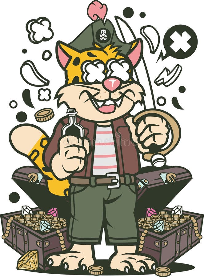 Leopard Pirate stock illustration. Illustration of artwork - 323138922