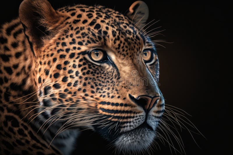 Leopard Portrait on Jungle Background, Digital Illustration Painting ...