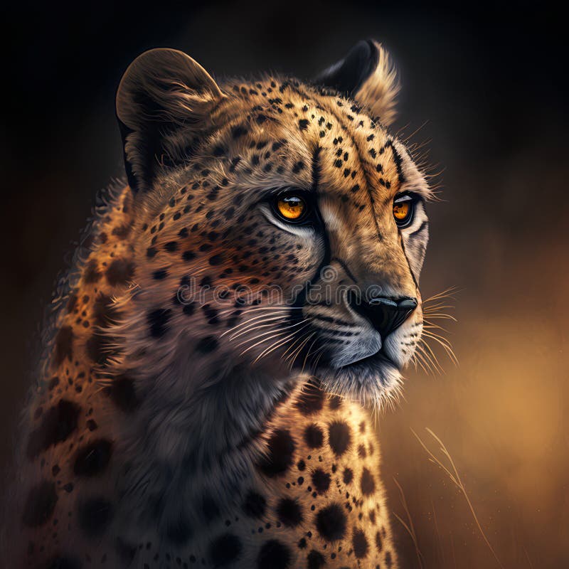 Leopard Portrait on a Dark Background. Digital Painting Stock ...