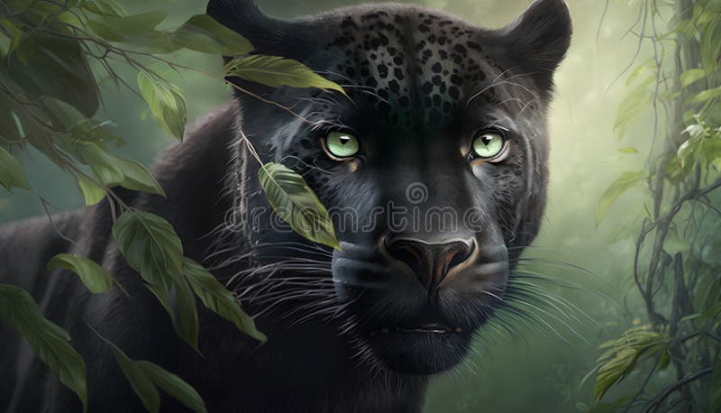 Leopard Portrait in the Jungle. 3D Illustration. Fantasy Stock ...