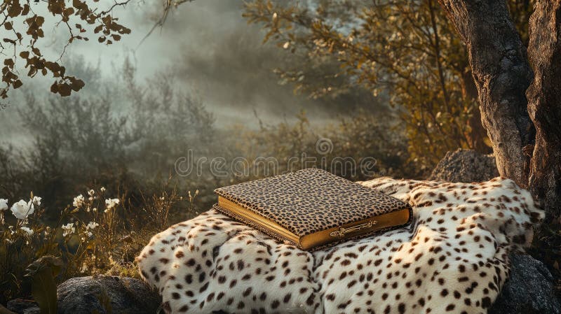 Leopard Print Book in Forest Setting Stock Illustration - Illustration ...