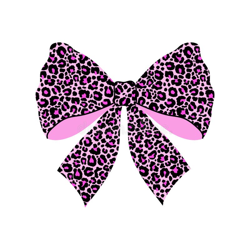 Leopard Print Bow with Darker Pink Inner Details on a White Background ...