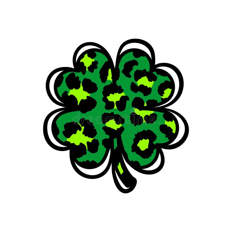 Leopard Print Clover Icon, Four Leaf Clover Icon, Lucky Clover. Vector ...