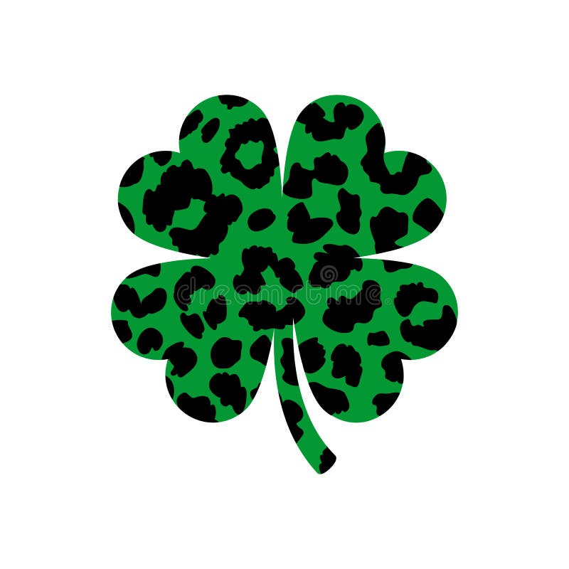 Leopard Print Clover Icon, Lucky Clover, Four Leaf Clover Icon. Vector ...