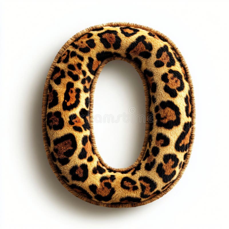 Leopard Print Fur Texture Number Zero Wild Animal Alphabet 3D Render AI ...
