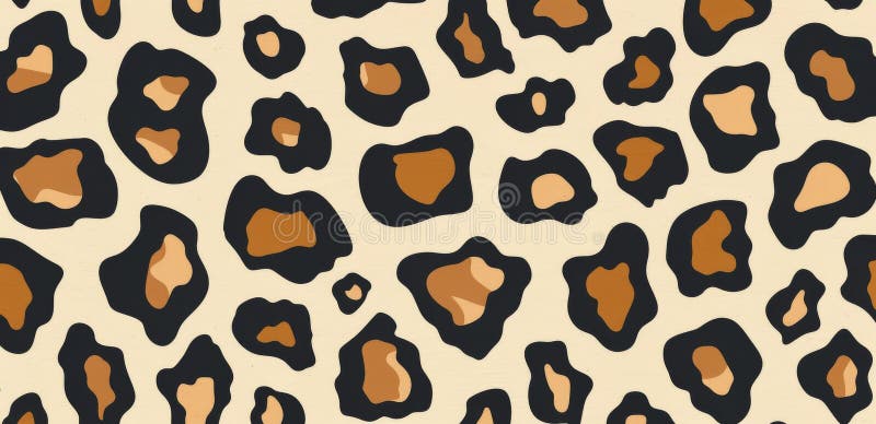 Leopard Print Pattern with Brown, Tan, and Black Spots on a Cream ...