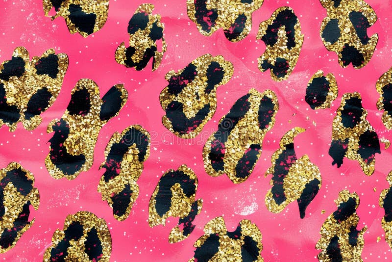 Leopard Print Pattern, Pink and Gold Glitter Colors, Seamless Repeating Pattern, Seamless ...