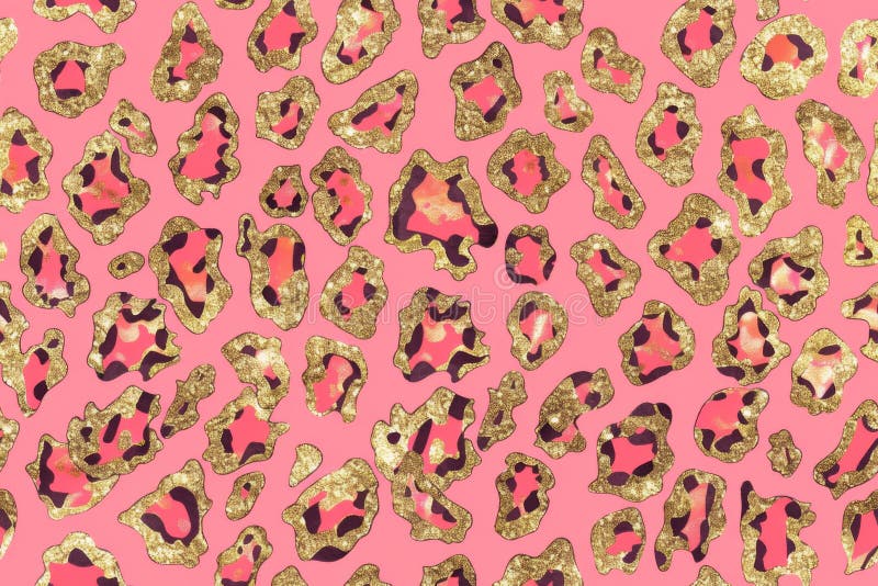 Leopard Print Pattern, Pink and Gold Glitter Colors, Seamless Repeating ...