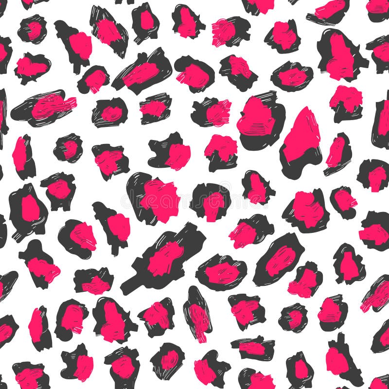 Leopard Print Pattern. Red-black Spots on a White Background. Stock ...