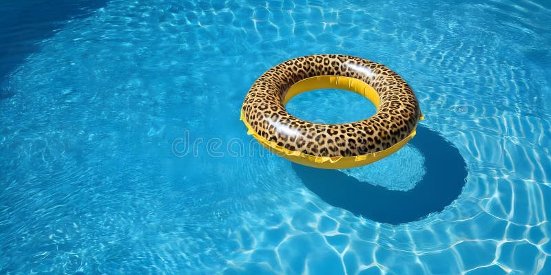 Leopard Print Pool Float in Blue Water on Sunny Summer Day Stock Photo ...