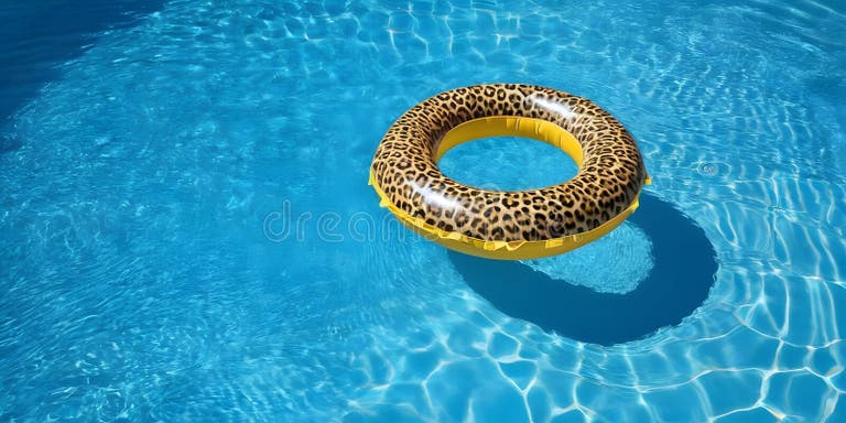 Leopard Print Pool Float in Blue Water on Sunny Summer Day Stock Photo ...