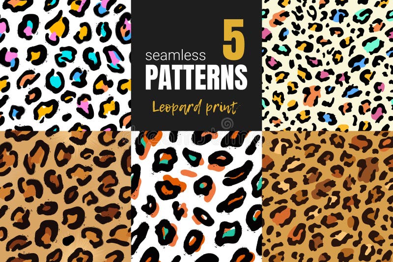 Leopard Print Seamless Pattern Set. Stock Vector - Illustration of ...