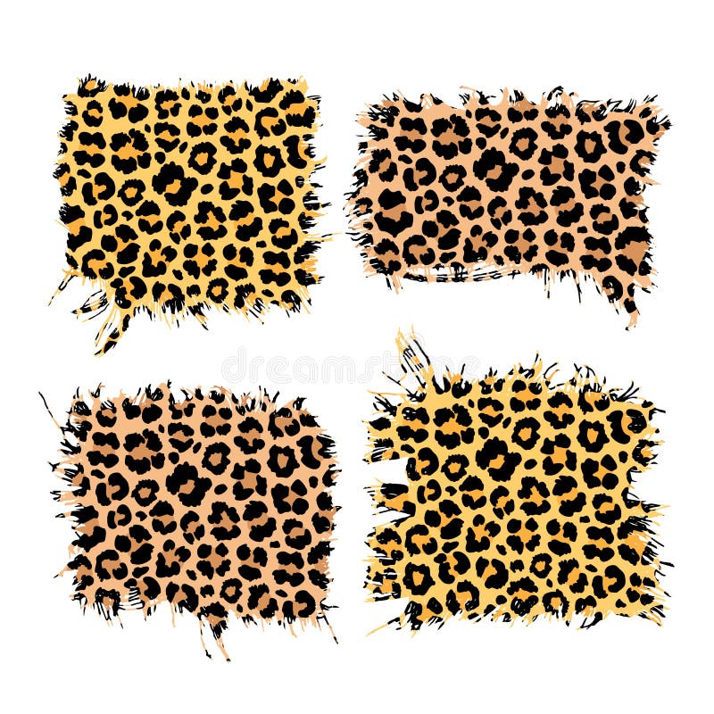 Leopard Print Torn Fabric Patchs Set, Cheetah Pattern Distressed Frames ...