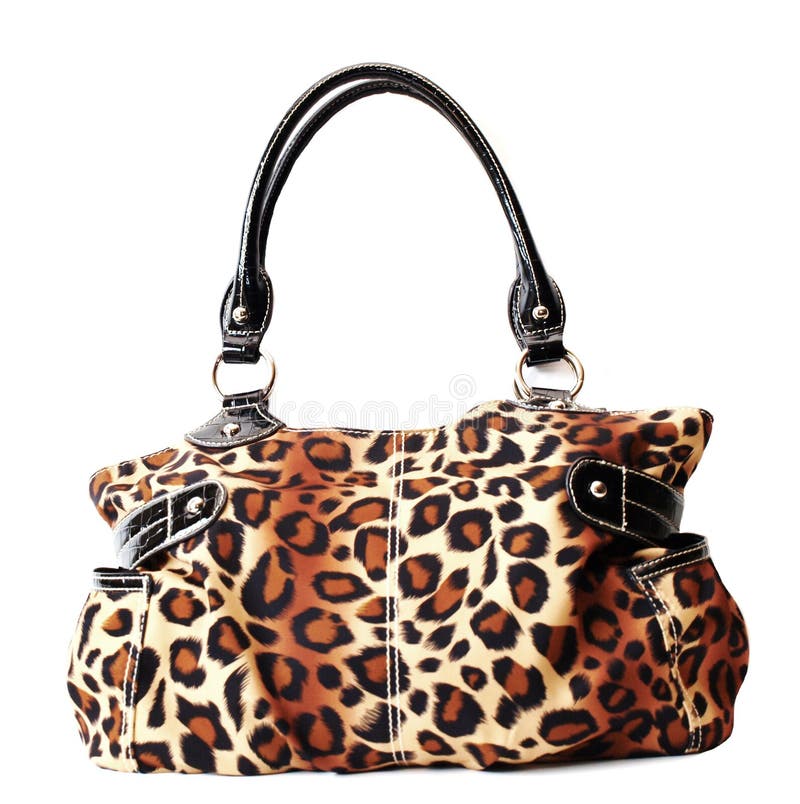 Leopard purse stock photo. Image of handles, isolated - 1432458