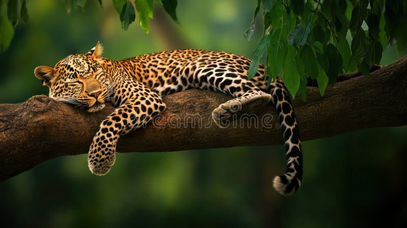 Leopard Resting in Tree: a Serene Image of a Leopard Resting in the ...