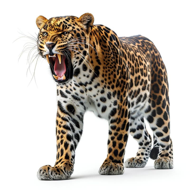 Leopard Roaring Isolated on White Background. Generative Ai Stock ...