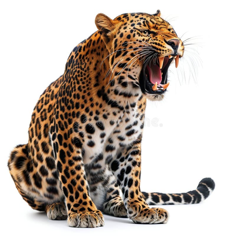 Leopard Roaring Isolated on White Background. Generative Ai Stock ...