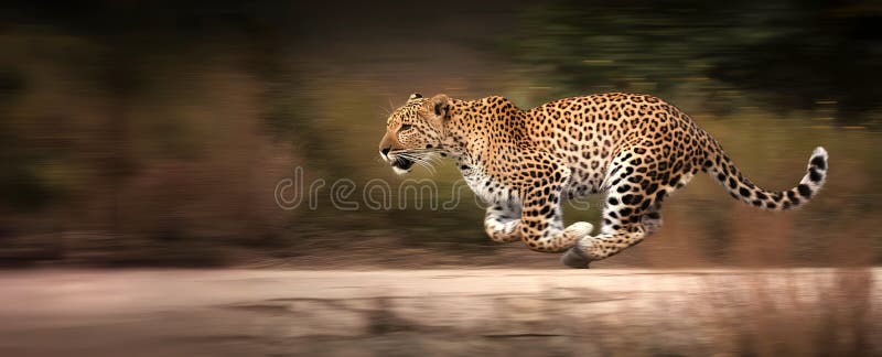 A Leopard is Running Super Fast in the Jungle Stock Illustration ...
