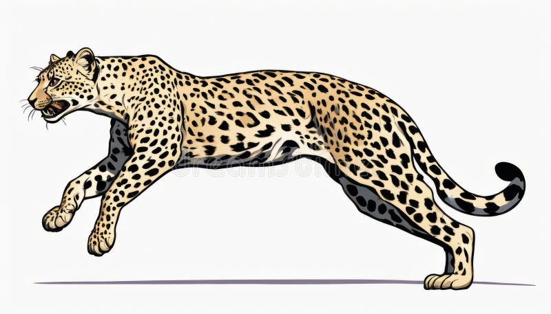 A Leopard Running in the Wild Stock Illustration - Illustration of ...