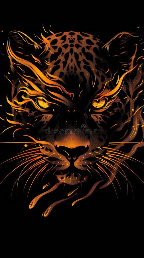 A Leopard S Head with Flames on it S Face, a Magical Creature Made of ...