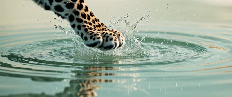 Leopard S Powerful Paw Splashes in a Tranquil Water Pool Stock Image ...