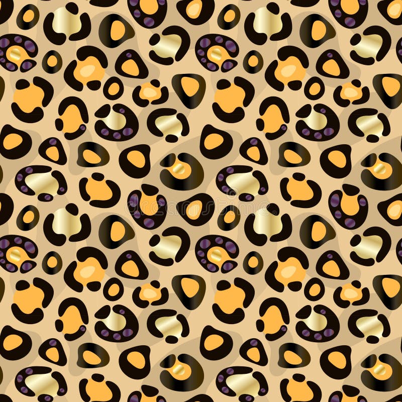Leopard Seamless Pattern Design in Luxury Gold Color, Illustration ...