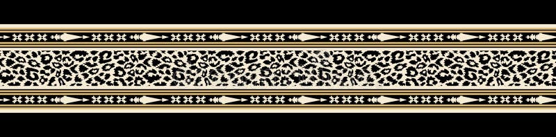 Leopard Seamless Repeat Pattern with Safari Boho Border Print. Random ...