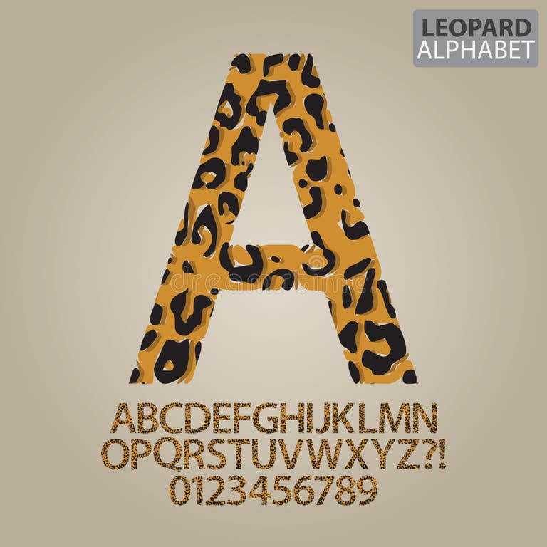Leopard Skin Alphabet and Numbers Vector Stock Vector - Illustration of ...
