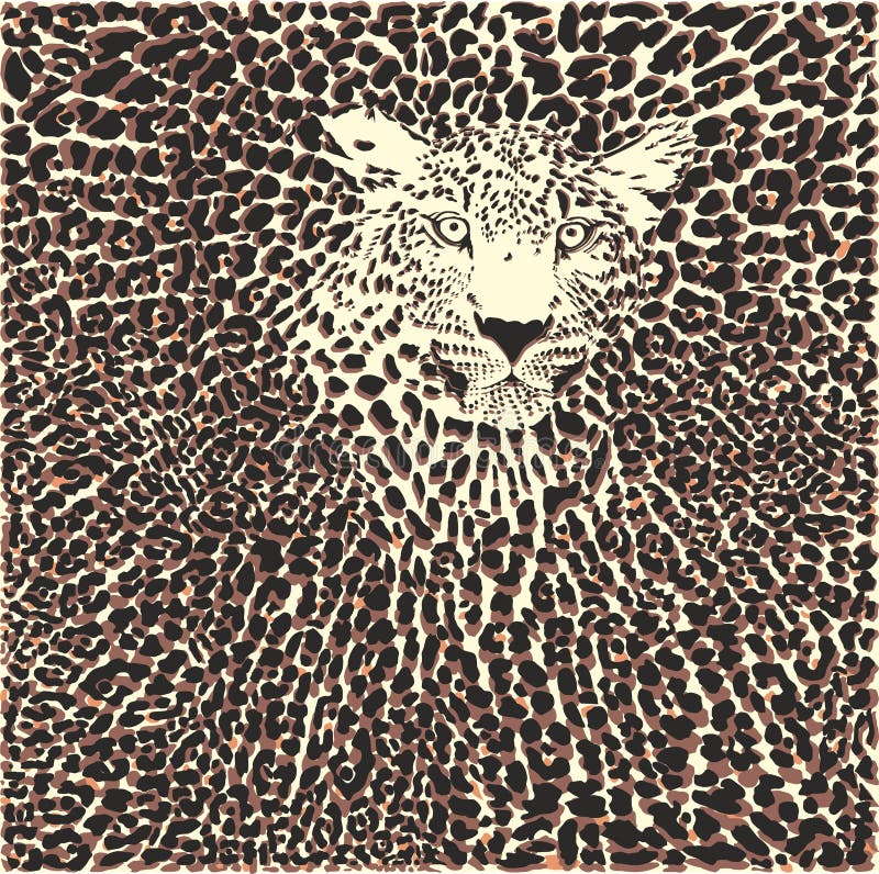 Leopard Skin and Head in Silhouette Africa Stock Vector - Illustration ...