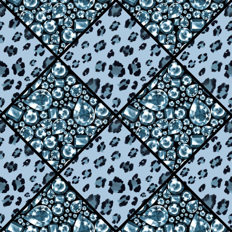Blue Leopard Spots. Watercolor Seamless Pattern Stock Illustration ...