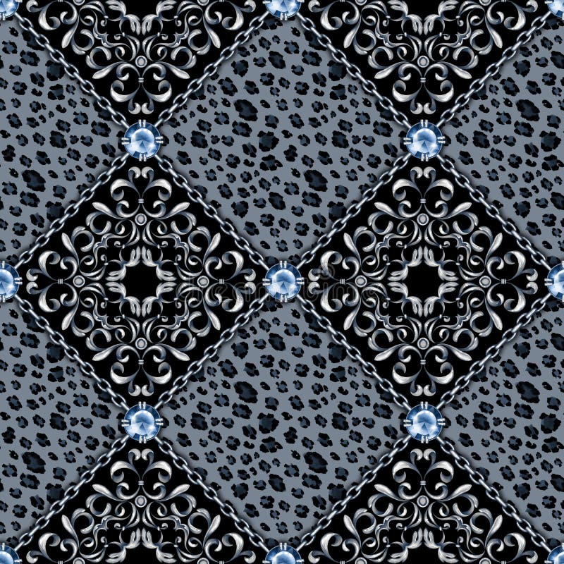 Blue Leopard Spots. Watercolor Seamless Pattern Stock Illustration ...