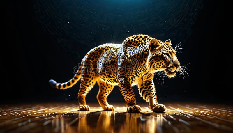 Majestic Leopard Spotlight Performance Stock Image - Image of ...