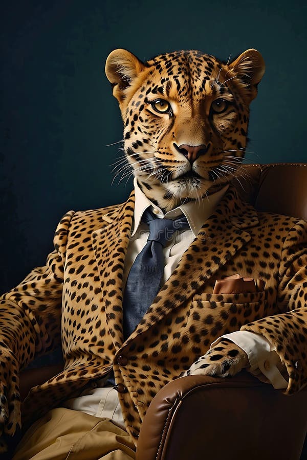 Leopard in a Suit As a Boss Generative AI Stock Illustration ...