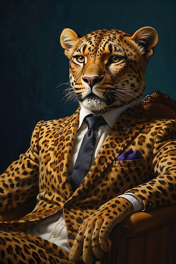 Leopard in a Suit As a Boss Generative AI Stock Image - Image of ...