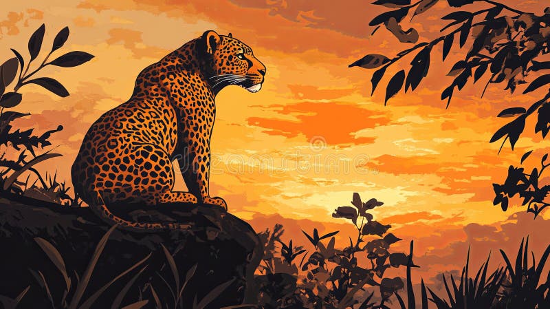 A Leopard in a Sunset Backdrop for World Wildlife Day. Picture Stock ...