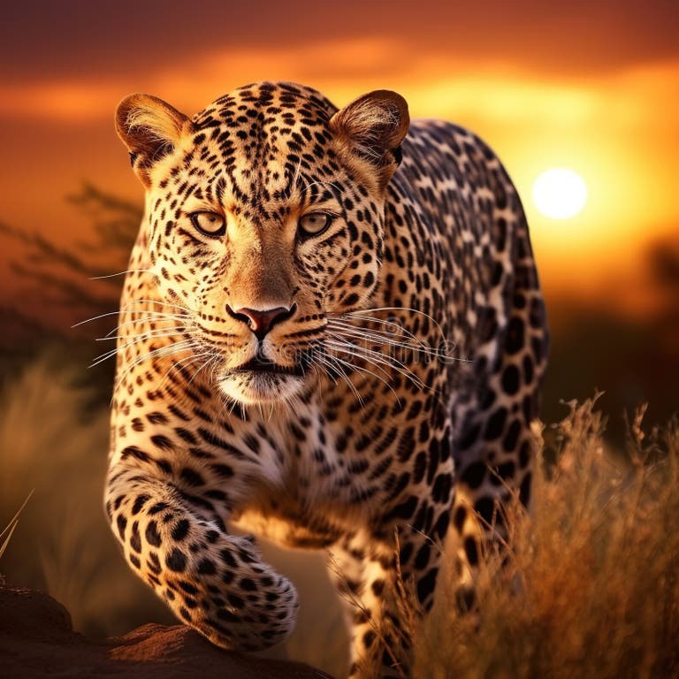 Leopard at Sunset stock illustration. Illustration of imagine - 293686512
