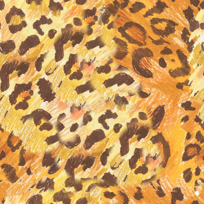 Leopard Texture Wax Crayons Seamless Pattern on White Isolated ...