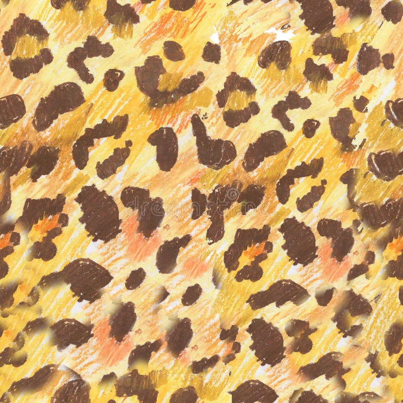 Leopard Texture Wax Crayons Seamless Pattern on White Isolated ...