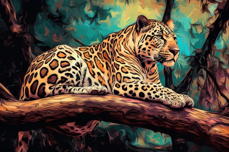 Leopard on the Tree. Colorful Vector Illustration for Your Design Stock ...