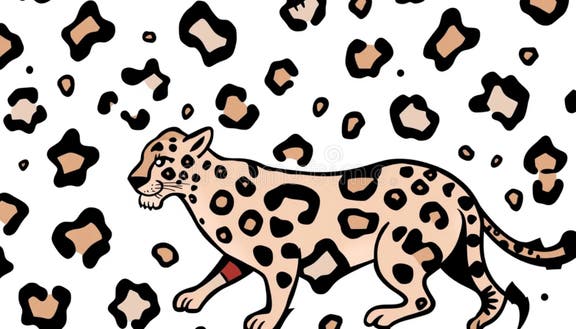 Leopard Walking with Spotted Pattern Background Design Animal Theme ...