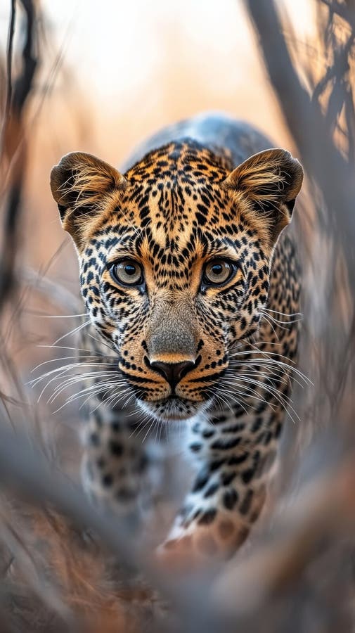 Leopard Walking through the Underbrush at Sunrise in the Wild Stock ...