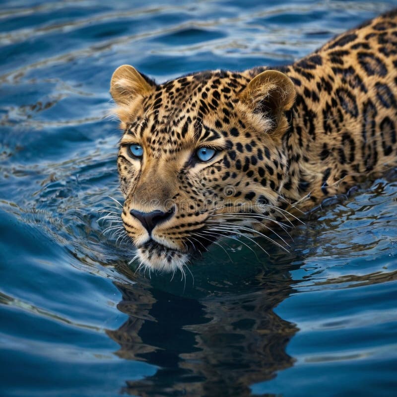 Leopard in the water stock illustration. Illustration of leopard ...