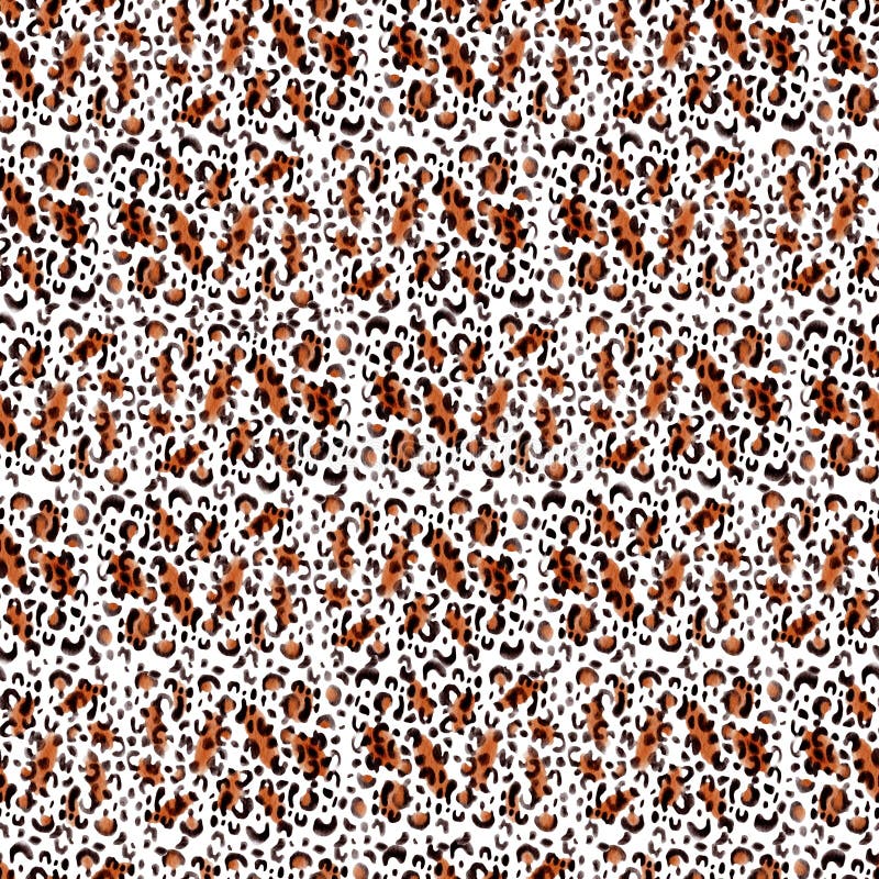 Leopard Watercolor Pattern Design, Animal Print Seamless Texture Stock ...