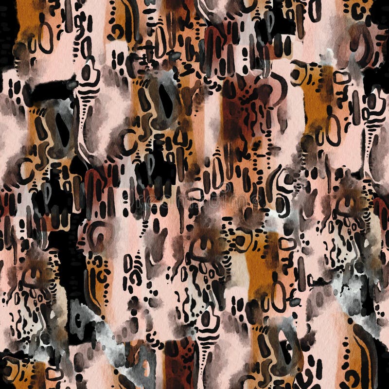 Leopard Watercolor Pattern Design, Animal Print Seamless Texture Stock ...