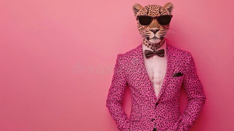 A Leopard Wearing Sunglasses and a Stylish Pink Leopard-print Suit ...