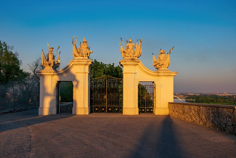 Leopold Gate of Bratislava Castle, Slovakia in Sunset Light Stock Image ...