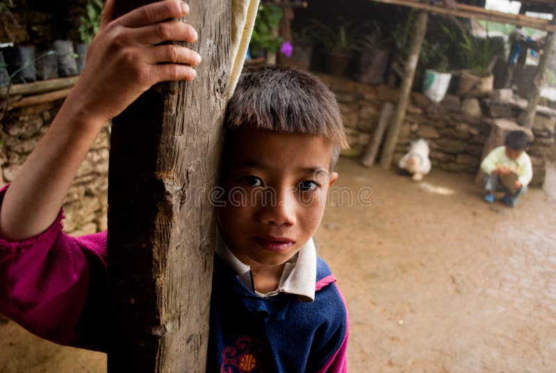 Lepcha boys and hen family editorial stock image. Image of play - 38012859